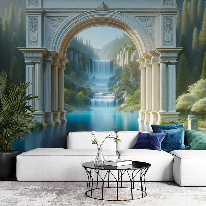 Arches Waterfall Wallpaper Mural | Classical Architecture - Carving ...