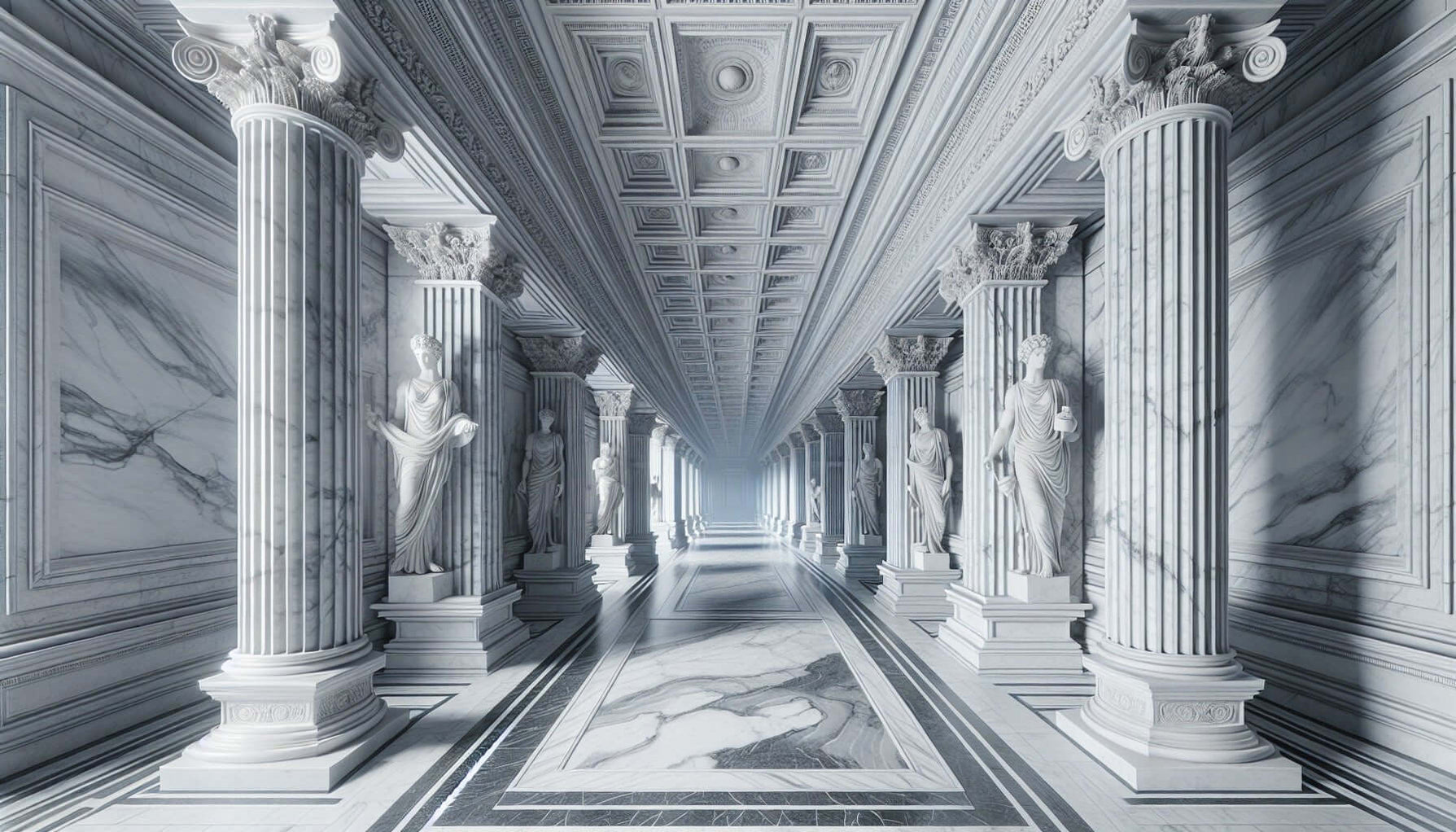 palace wallpaper mural with ancient columns and greek statues — Carving ...