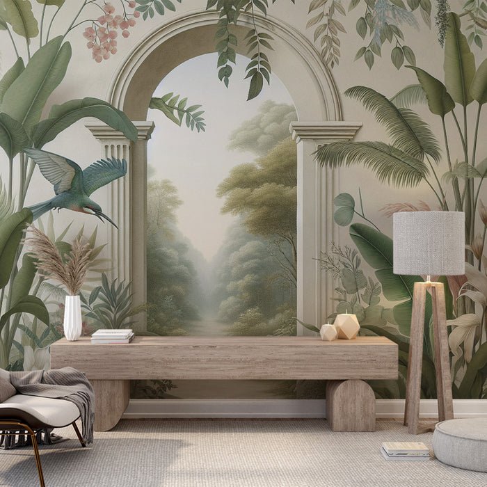 Banana Leaf Wallpaper Mural | Arches in Rainforest - Carving wallpaper