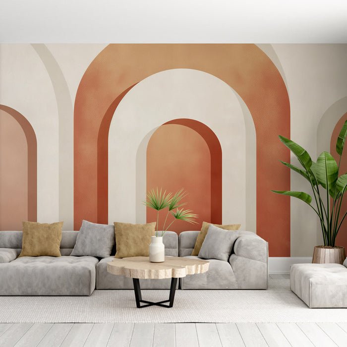 Geometric Arched Wallpaper Mural | Warm toned Gradient Arches - Carving ...