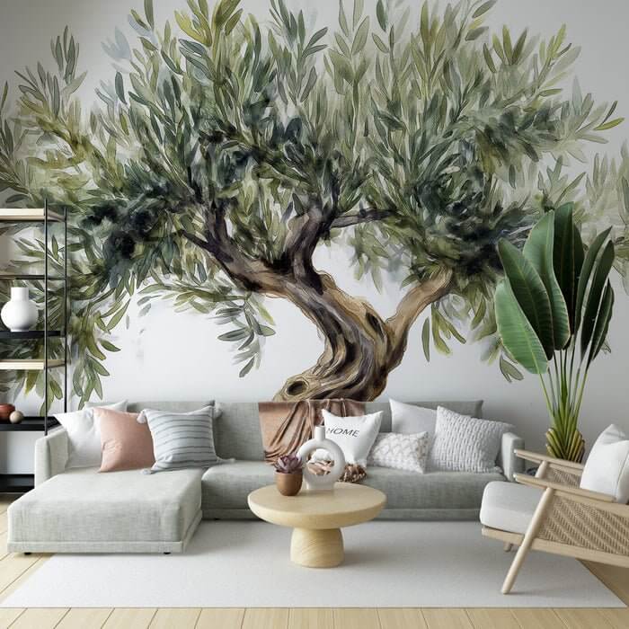 Olive Tree Wallpaper Mural | Watercolor Painting Exquisite ...